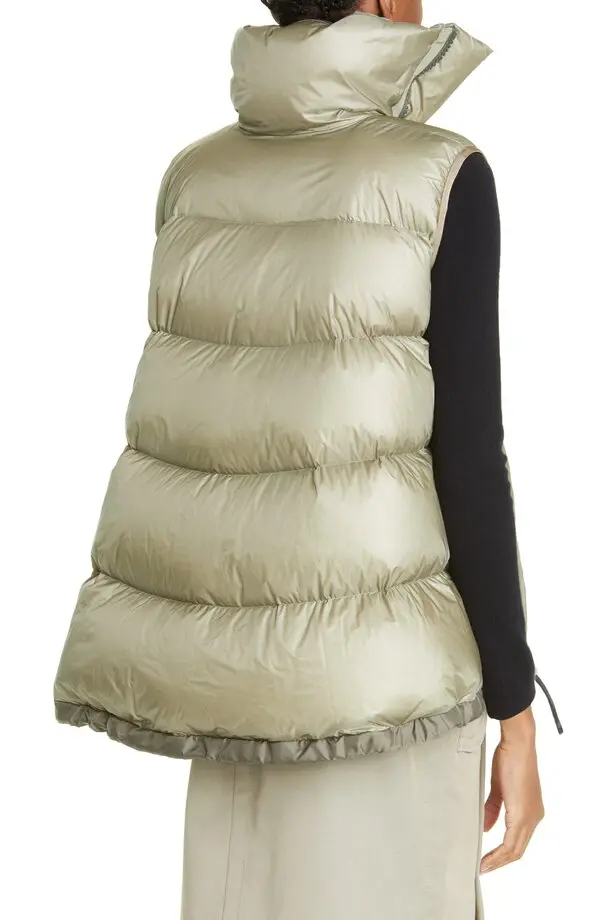 Sacai Asymmetric Puffer Vest - Light Khaki | Editorialist
